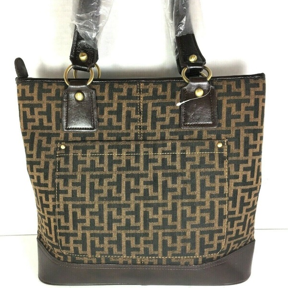 Unbranded | Bags | Tote Fabric Shoulder Bag Brown Geometric Pattern ...